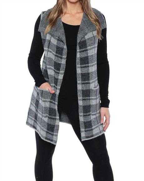 PAPA | Jackets & Coats | New Papa Isabella Checkered Vest In Grey ...